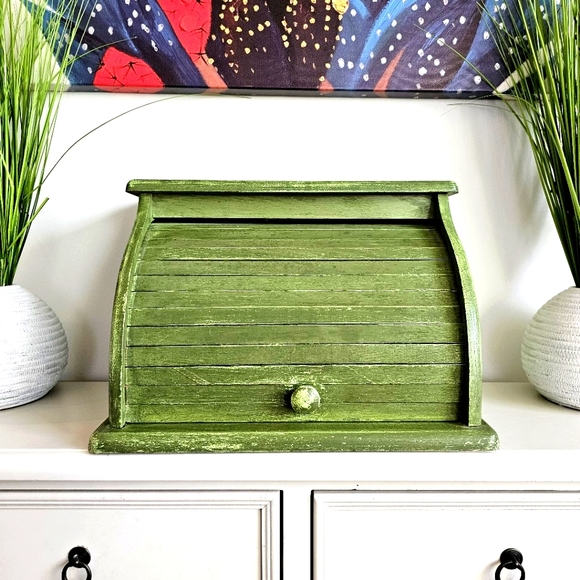 Kitchen | Unique Wood Kitchen Storage Mystical Green Bread Box ...